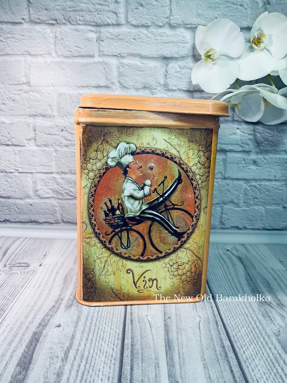 Big Canisters, Kitchen Canisters, Tin Boxes, Vintage Decoupaged Storage ...