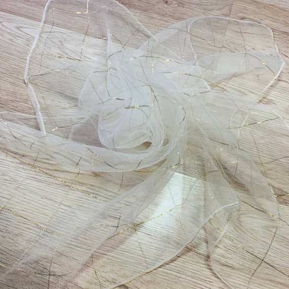VINTAGE SHAWL, Soviet Ivory Vintage Nylon Chiffon Sca… - Gem