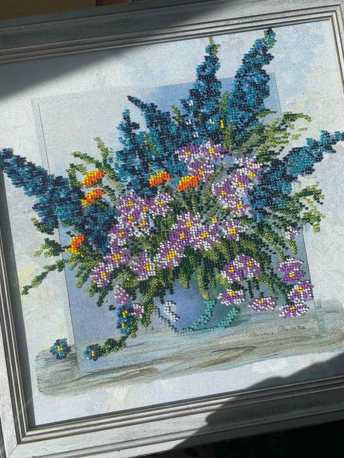 Beadwork on Natural Art Canvas Freshness Handmade Embroidered - Etsy
