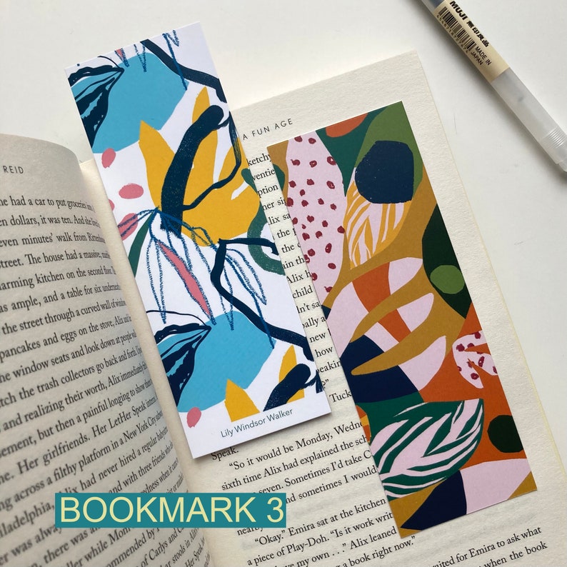 Double Sided Colourful Bookmarks, Assorted Packs, Floral Abstract Art ...