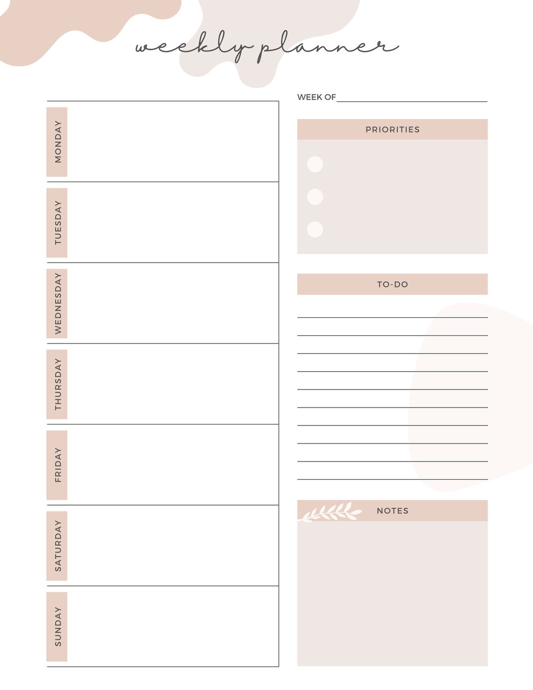2023/2024 Weekly Planner Printable, Minimalist Weekly Schedule, Week at ...