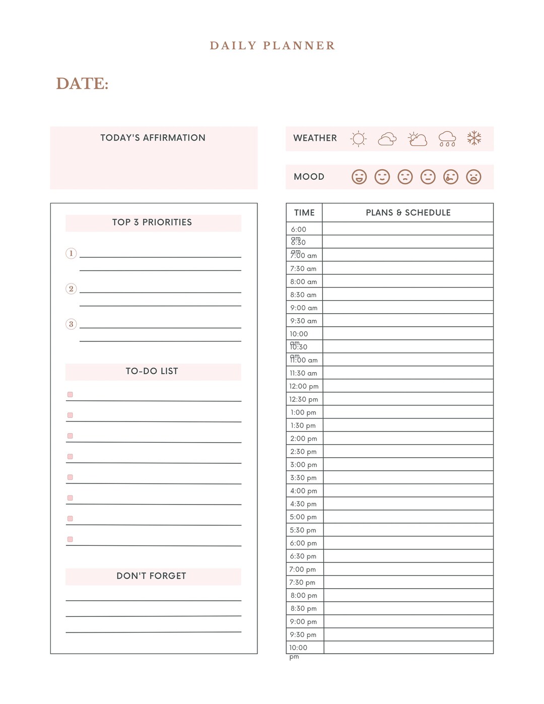 2024 Weekly Planner Printable, Minimalist Weekly Schedule, Week at a ...
