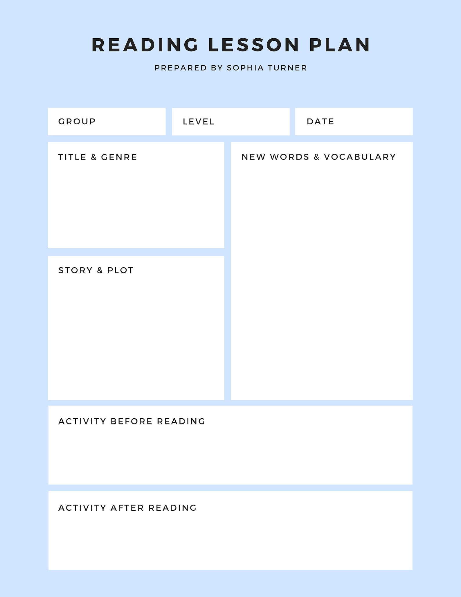 Downloadable Reading Lesson Planner | Lesson Plan Template | PDF JPG ...
