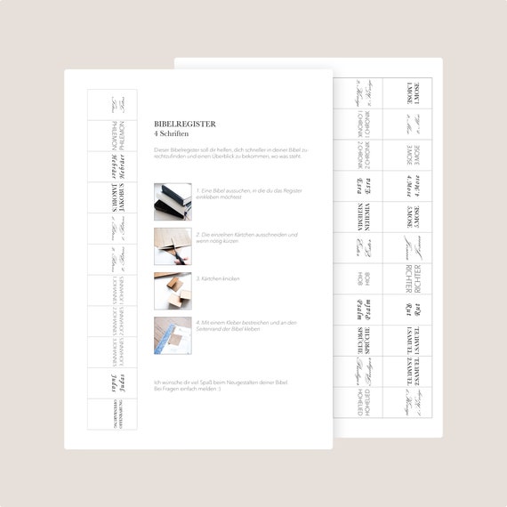PDF bibelregister 4 Schriften Weiß A4 Bibel | Etsy