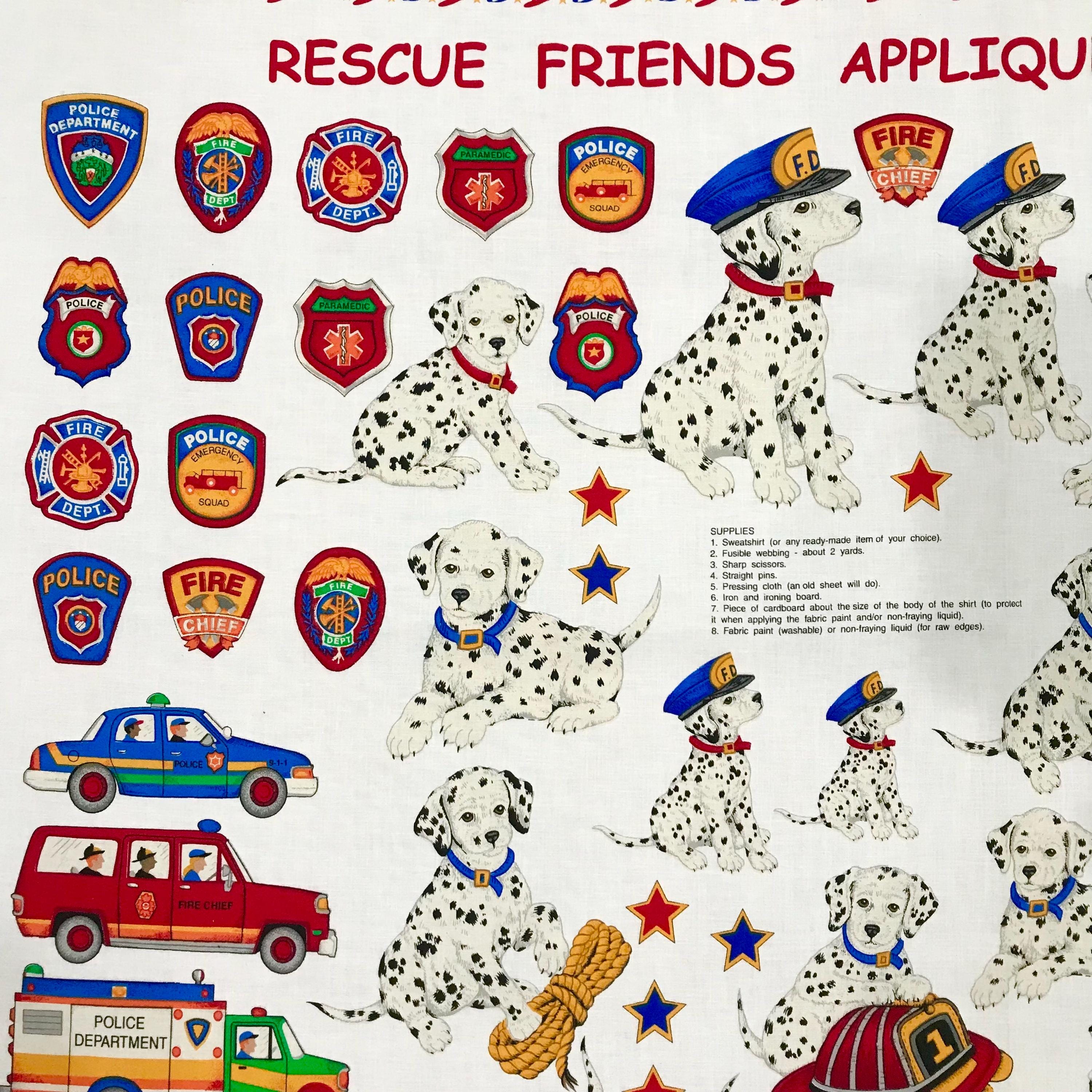 Rescue Friends Applique Panel - Firefighter Cotton Panel - Police ...