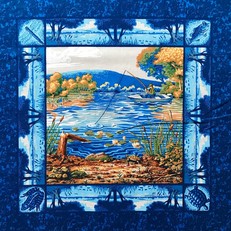 Fishing Panel 100% Quilting Cotton - Fish Quilting Cotton - Etsy