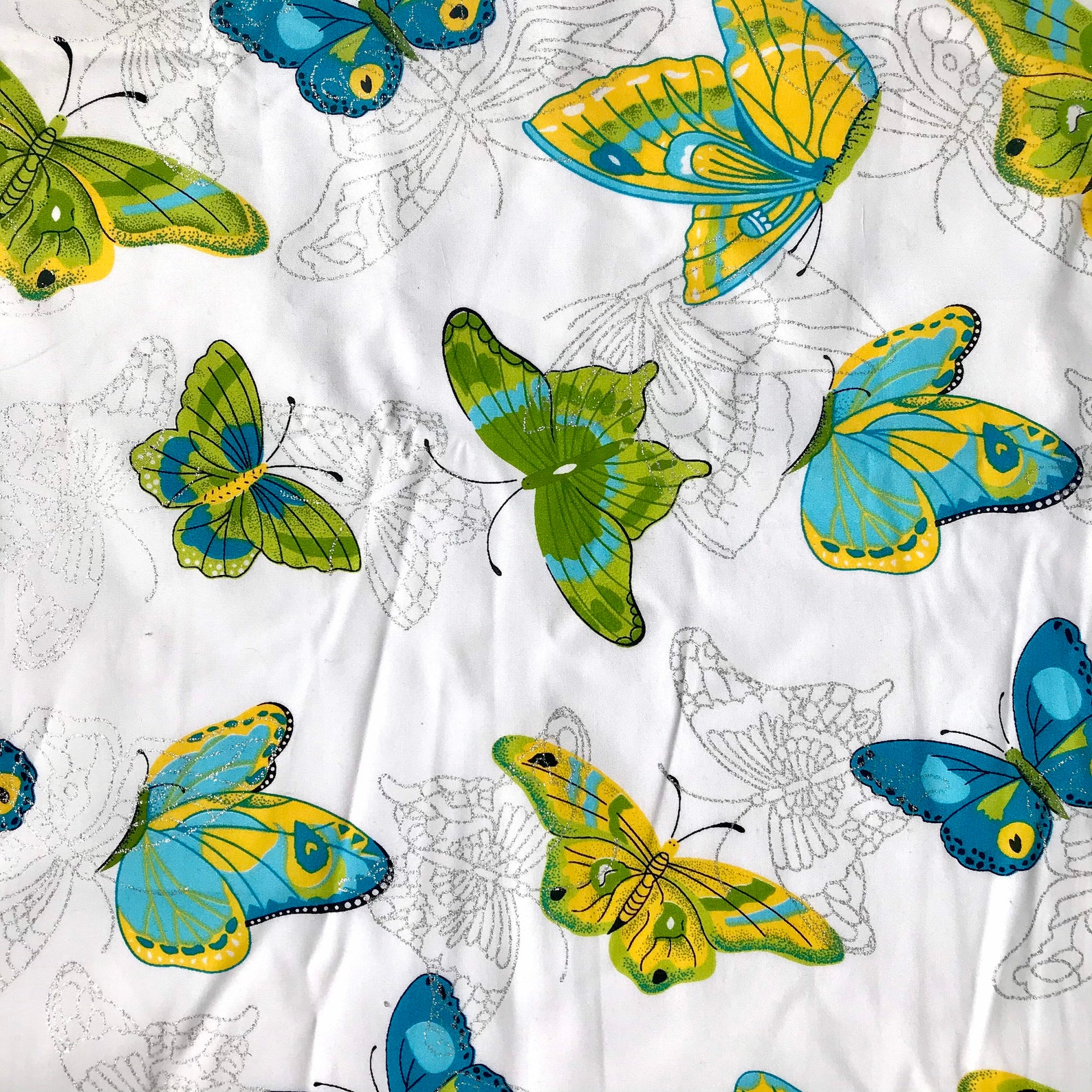 Butterfly Polyester Blend - Poly-cotton Fabric - Multicolored Butterfly ...