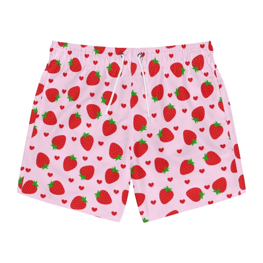 Kawaii Cottage Core Pink Strawberry Swim Trunks, Kawaii Cottage Core ...