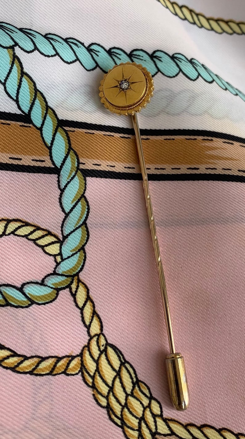 Antique Cravat/ Tie Pin. Old Cut Diamond Set ‘stick Pin’ in 15ct Gold ...