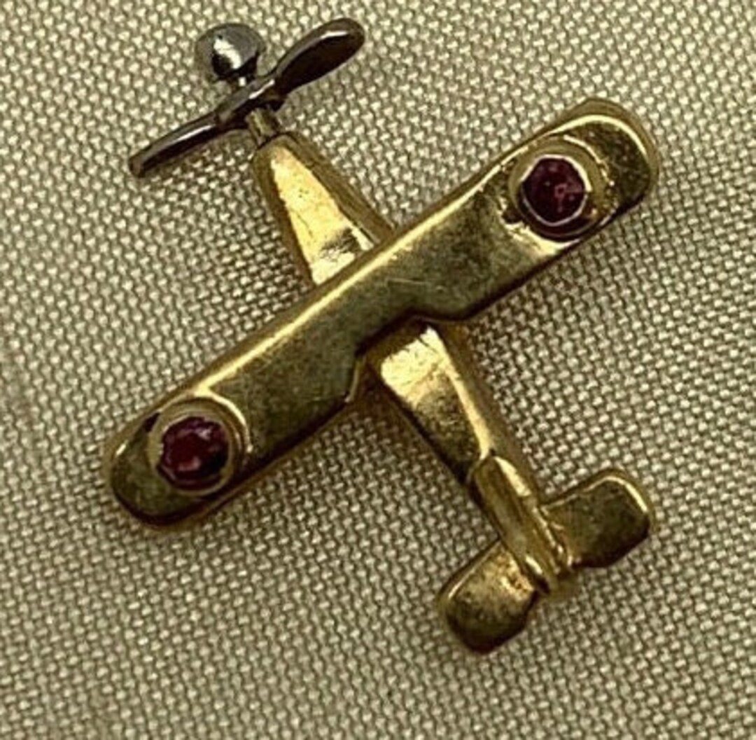 Solid Gold Vintage Ruby Set Airplane With Moving Propeller - Etsy