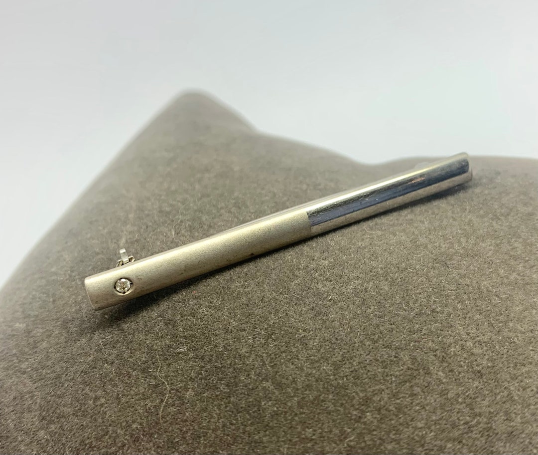 Vintage Diamond and Solid Silver Two Tone Tie Pin - Etsy