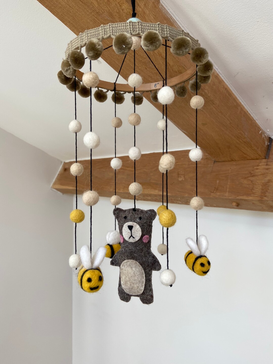 Teddy Bear, Bumblebee, Baby Cot Mobile, Nursery Hanging, Made to Order ...