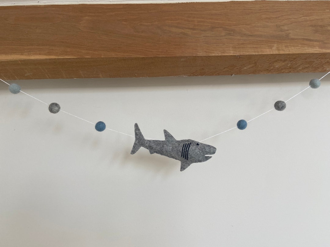 Shark Nursery Garland, Bunting, Nursery Hanging Decor, Wall Hanging ...
