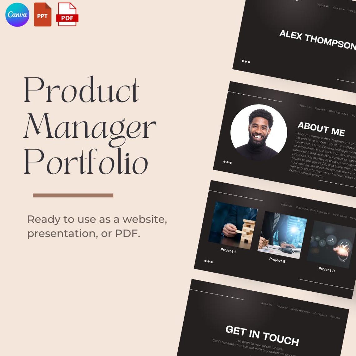 Minimalist Product Manager Portfolio Template Canva, Product Manager ...