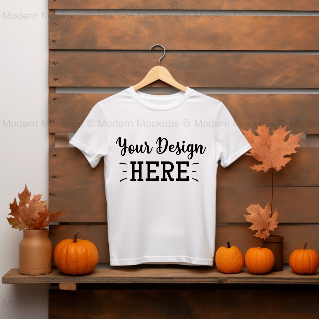 White Fall T-shirt Mockup, Fall Bella Canvas 3001 White T-shirt Mockup ...