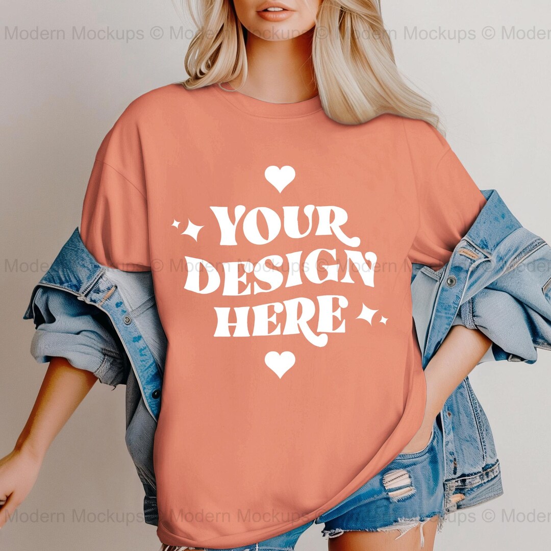 Comfort Colors C1717 Terracotta Shirt Mockup | CC 1717 Orange Peach T ...