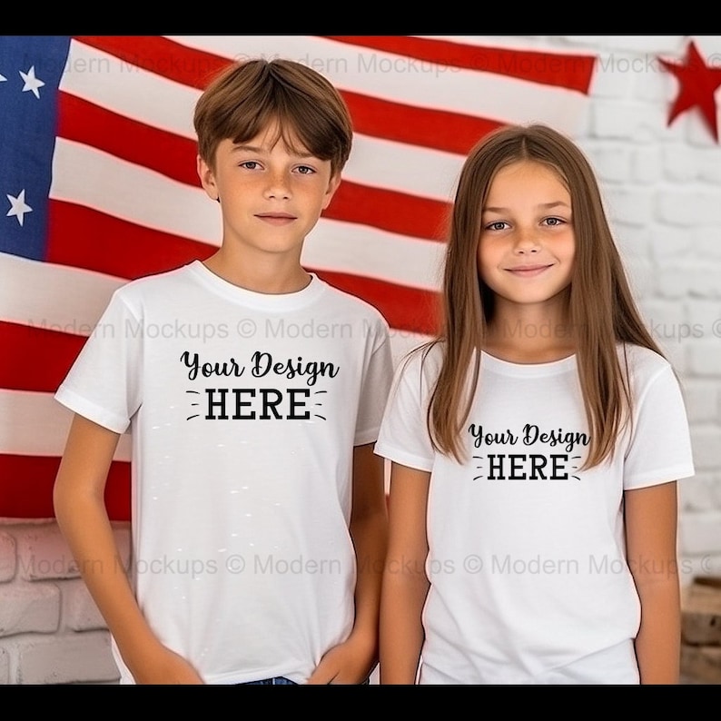 Brother Sister 4th of July Mockup, Matching Shirts Mockup, Bella Canvas ...