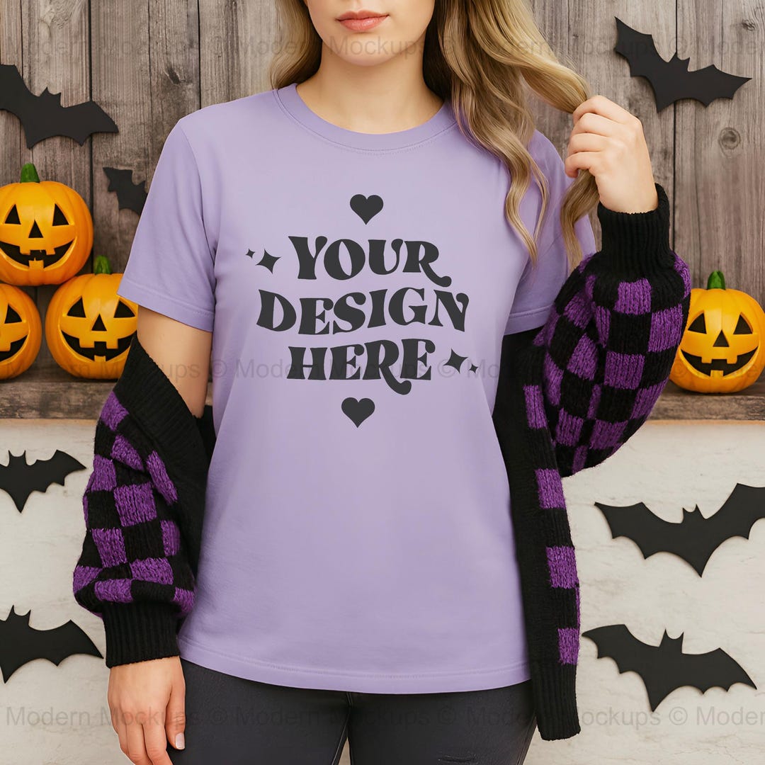 Orchid C1717 Summerween Mocks Orchid Shirt Mockup CC 1717 T-shirt Mock Fun Spooky Fall Halloween ...