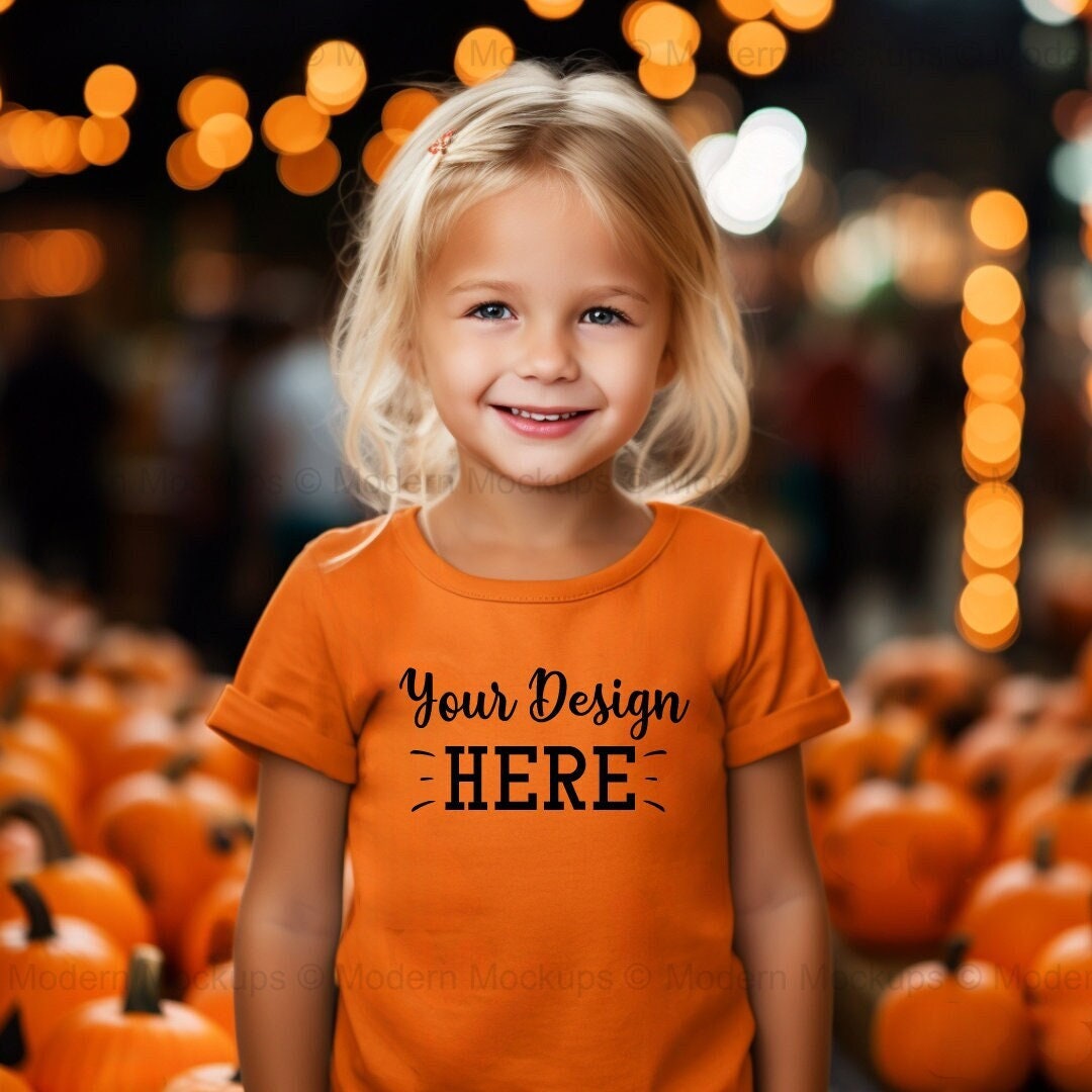 Kids Halloween T-shirt Mockup Fall Bella Canvas 3001 Burnt - Etsy