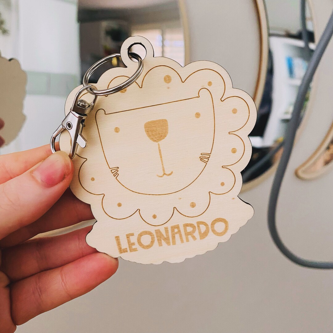 Wooden Animal Name Tag, Back to School, Personalised Bag Charm ...