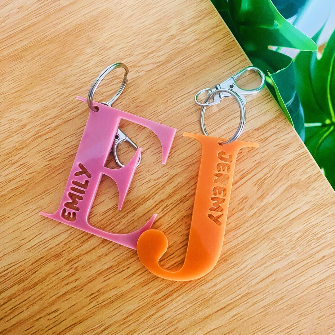 Acrylic Letter Name Tag Back to School Personalised Bag Charm Backpack ...