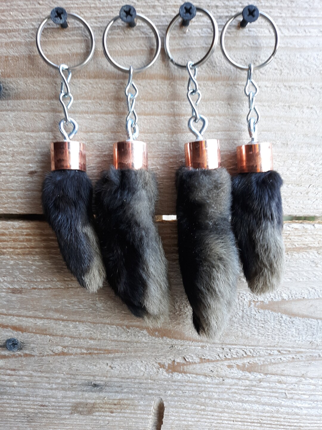 4 Rabbit Foot Keychains - Etsy