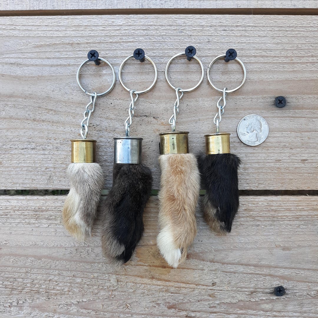 4 Rabbit Foot Keychains - Etsy