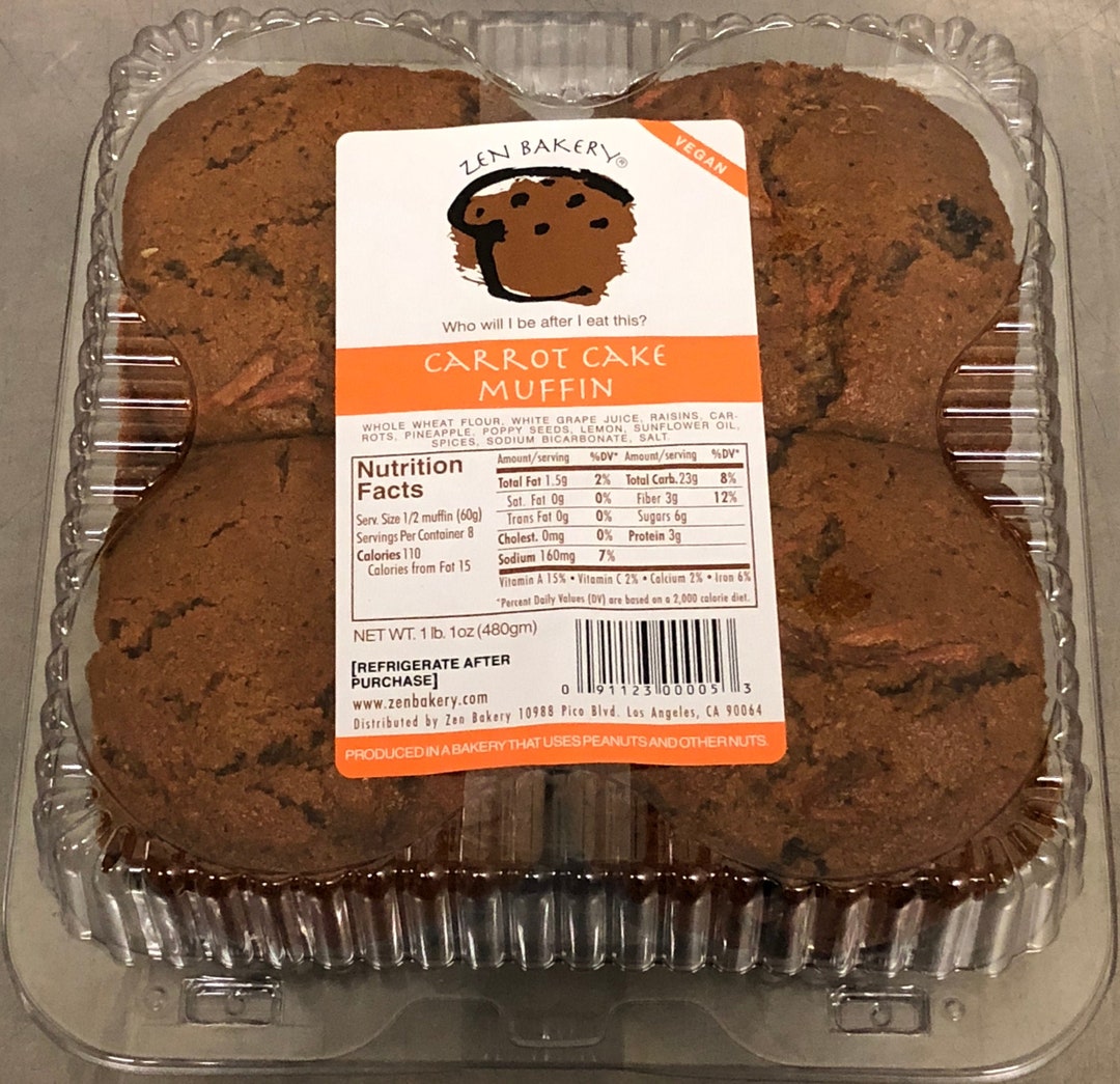 Zen Bakery Carrot Cake Muffins 4-pack Freshly Baked to Order, Premium ...