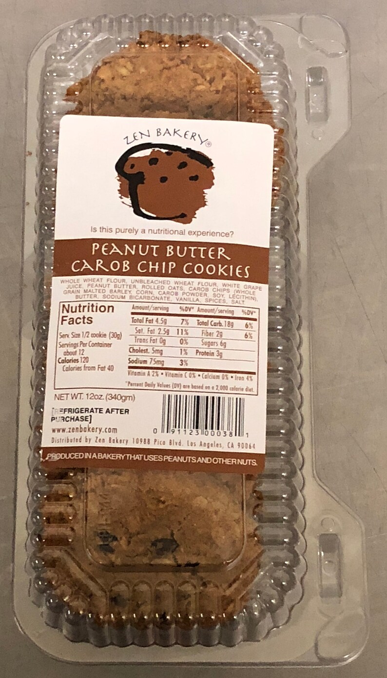 Zen Bakery Peanut Butter Carob Chip Cookies - Etsy