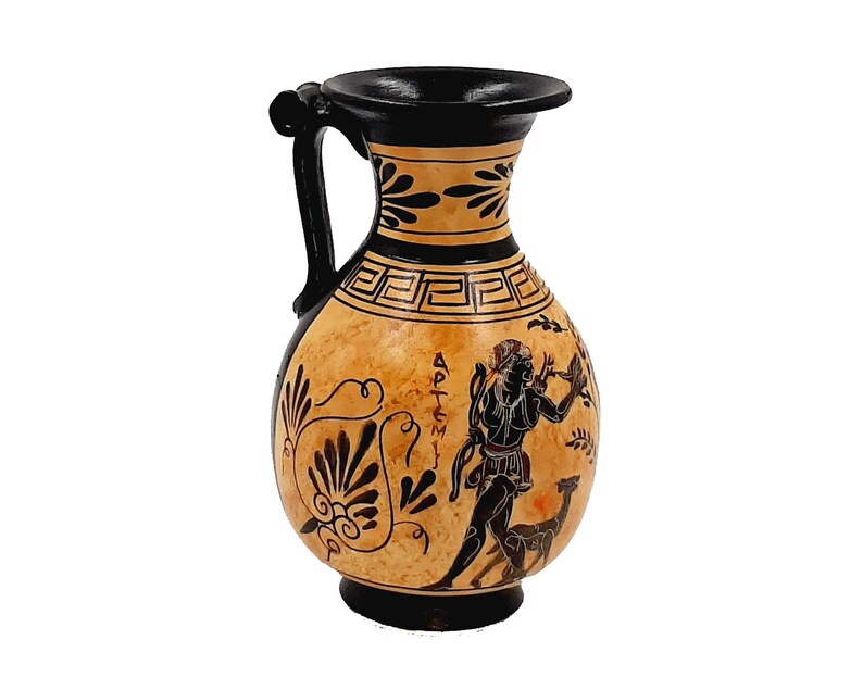 Greek Olpe 17cm Black Figure Pottery shows God Dionysus and - Etsy