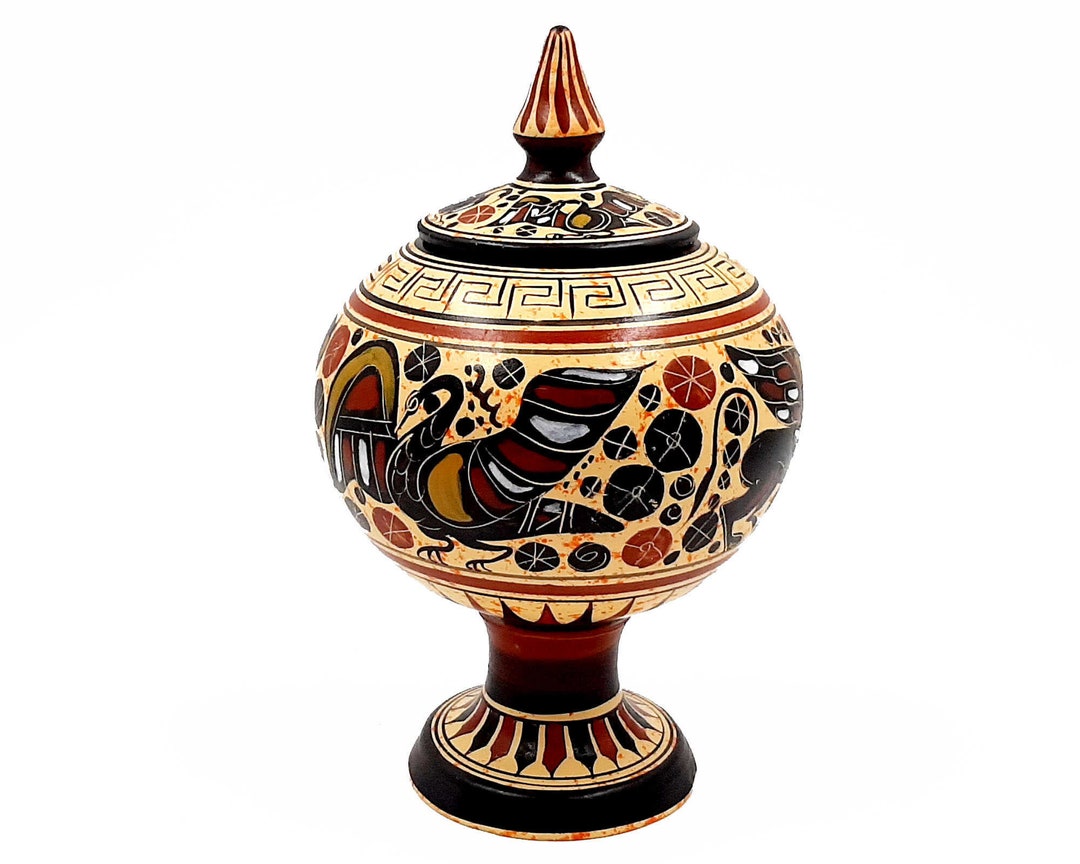 Corinthian Art Pottery,greek Pyxis 19cm - Etsy