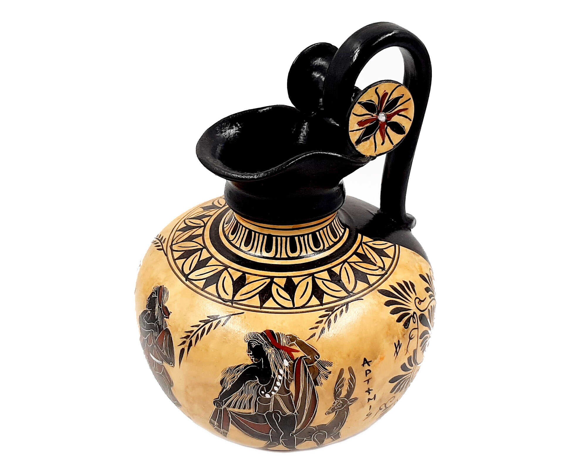 Ancient Greek Vase 20cm,black Figure Rhodian Oinochoe,showing God ...