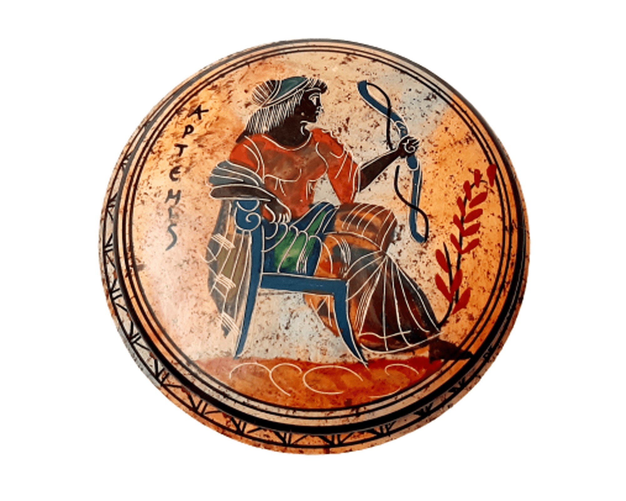Pyxis 12,5cm Diameter,shows Goddess Artemis,ancient Greek Pottery - Etsy