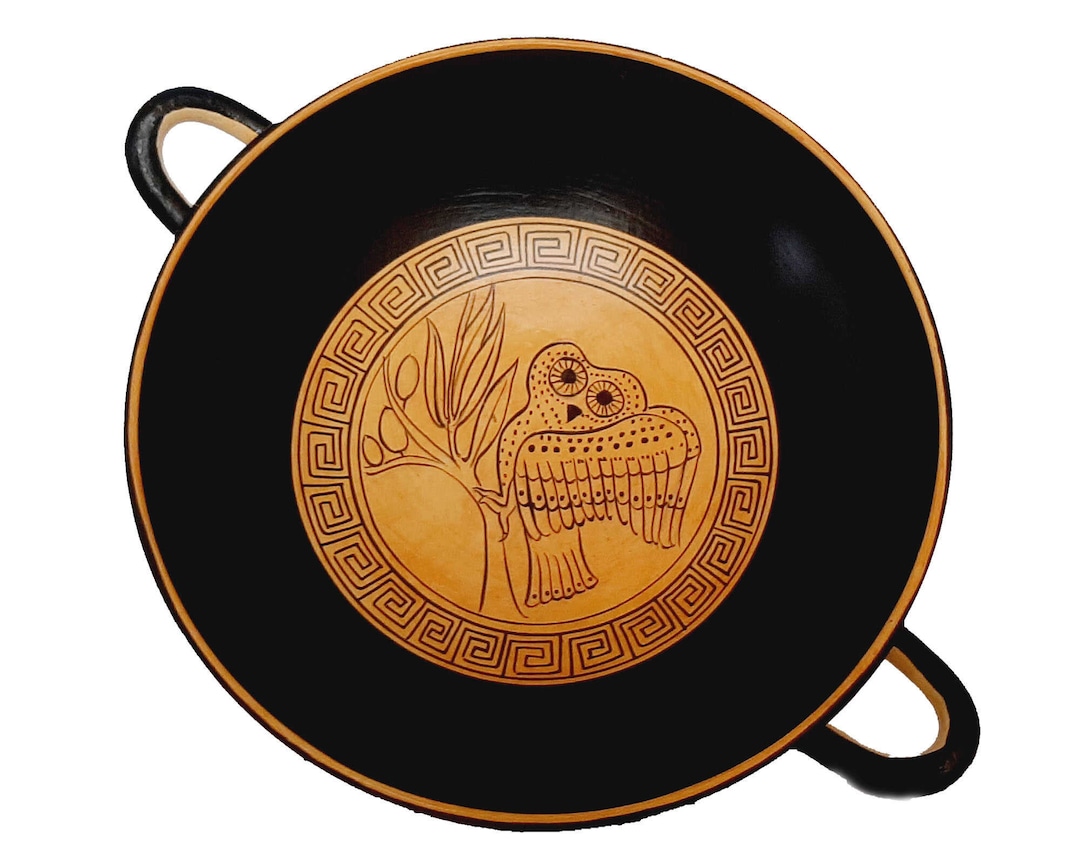 Black Figure Pottery Eye Kylix 20cm,owl in the Middle - Etsy