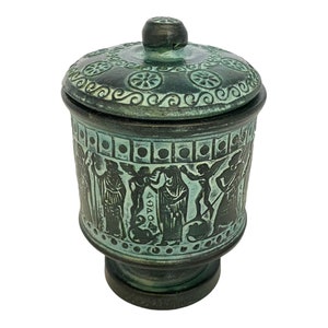 Relief Terracotta Pottery,pyxis Vessel With Lid 13cm,ancient Greek ...