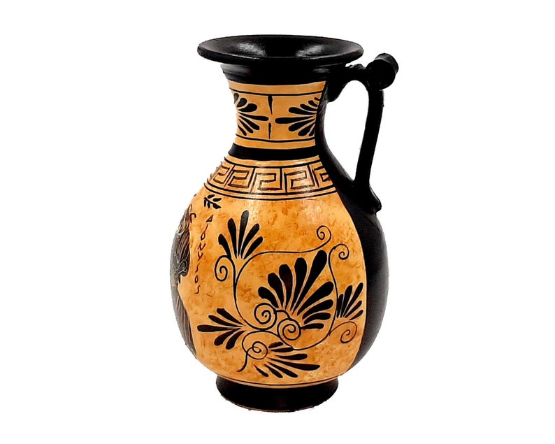 Greek Olpe 17cm Black Figure Pottery shows God Dionysus and - Etsy