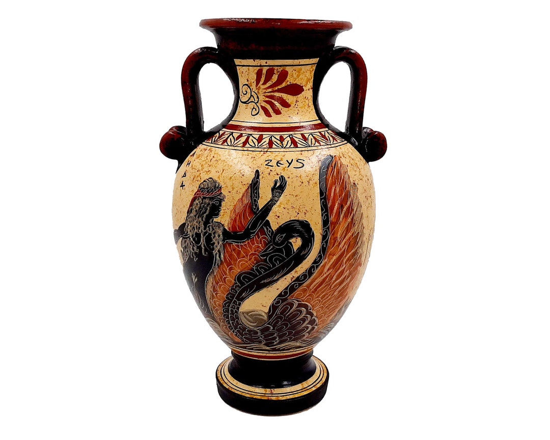 Greek Pottery Pot Vase 26cm, Zeus With Leda and Triton - Etsy