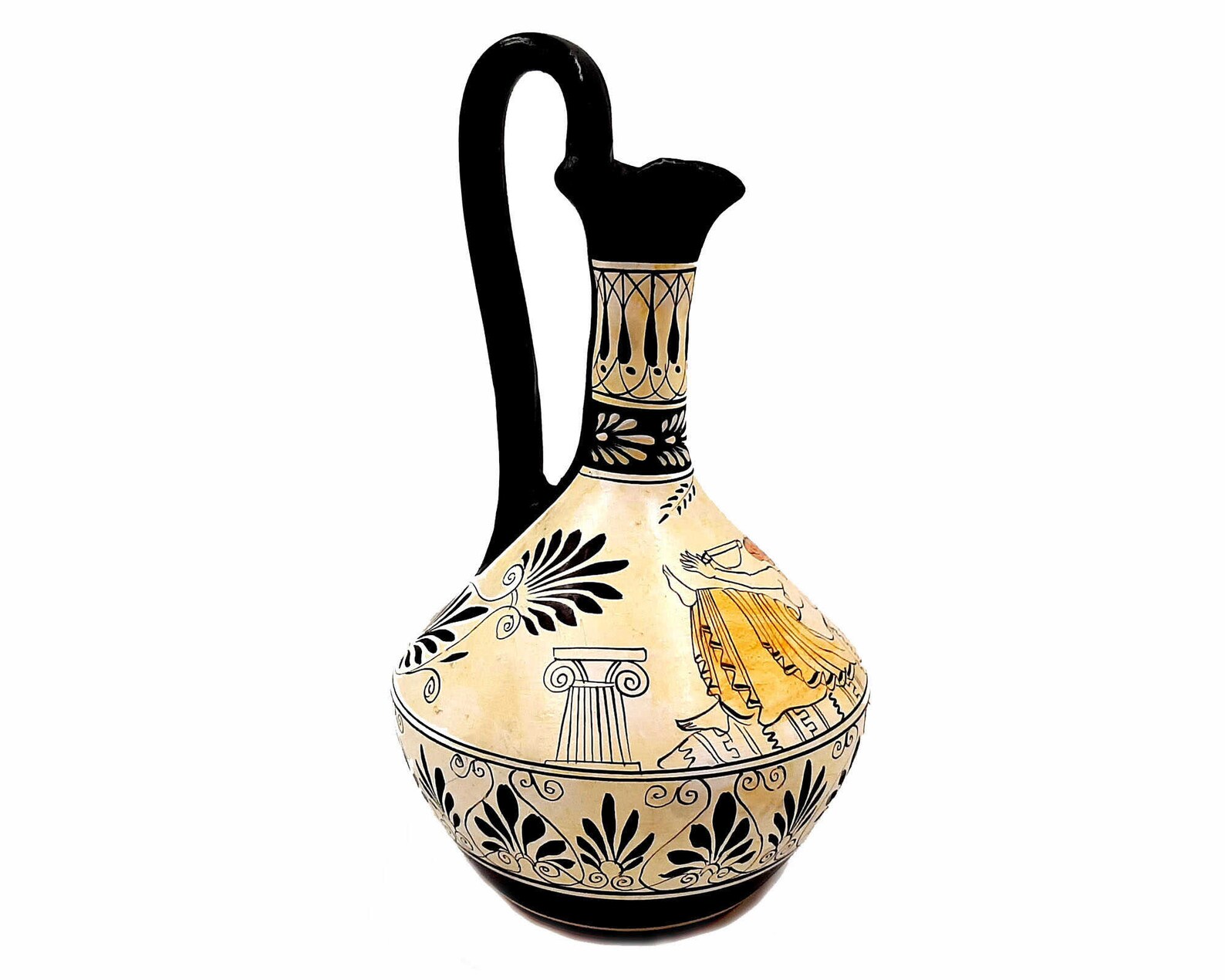 Greek Oinochoe ,white Ground Pottery Vase 25cm, Nymphs - Etsy