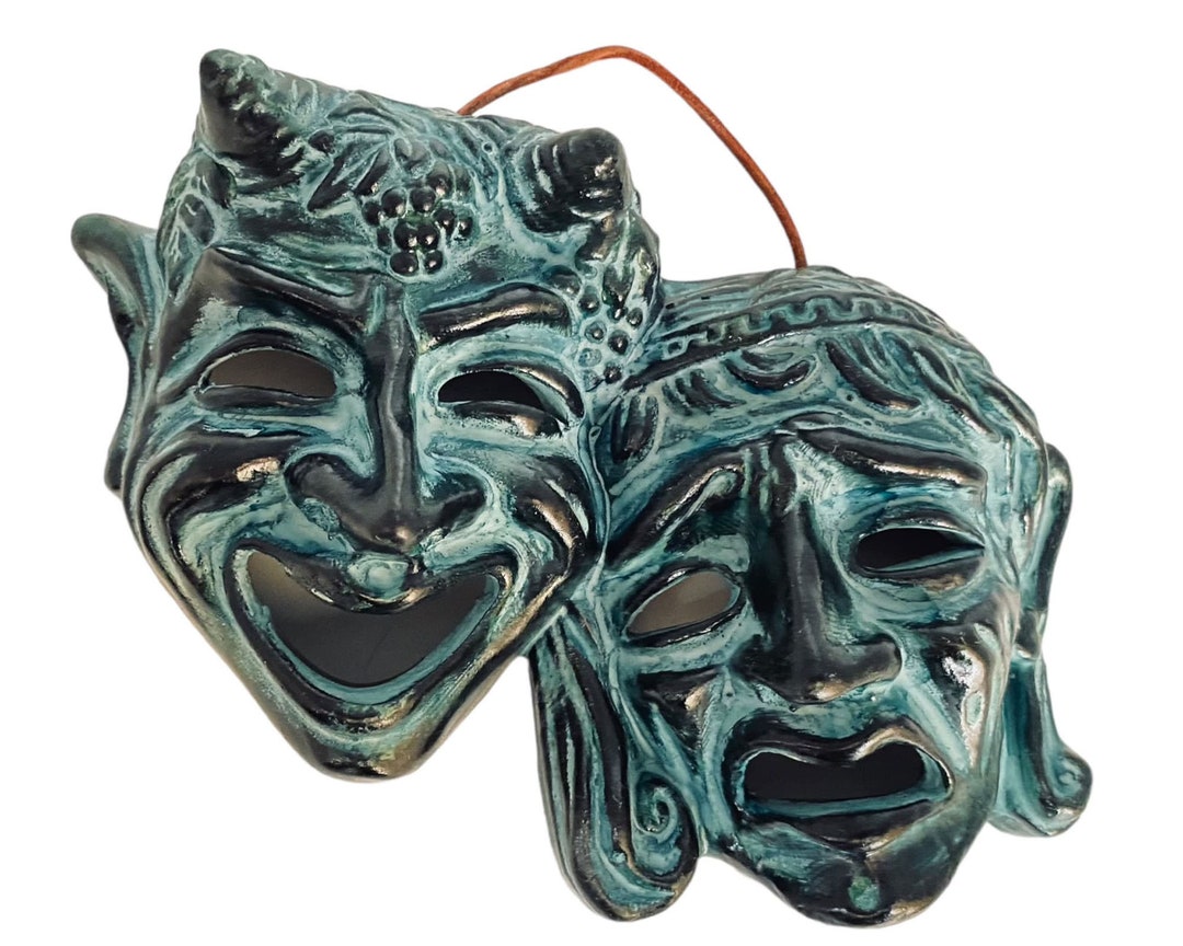 Greek Theater Masks ,tragedy and Comedy,relief Terracotta, Wall Decor ...
