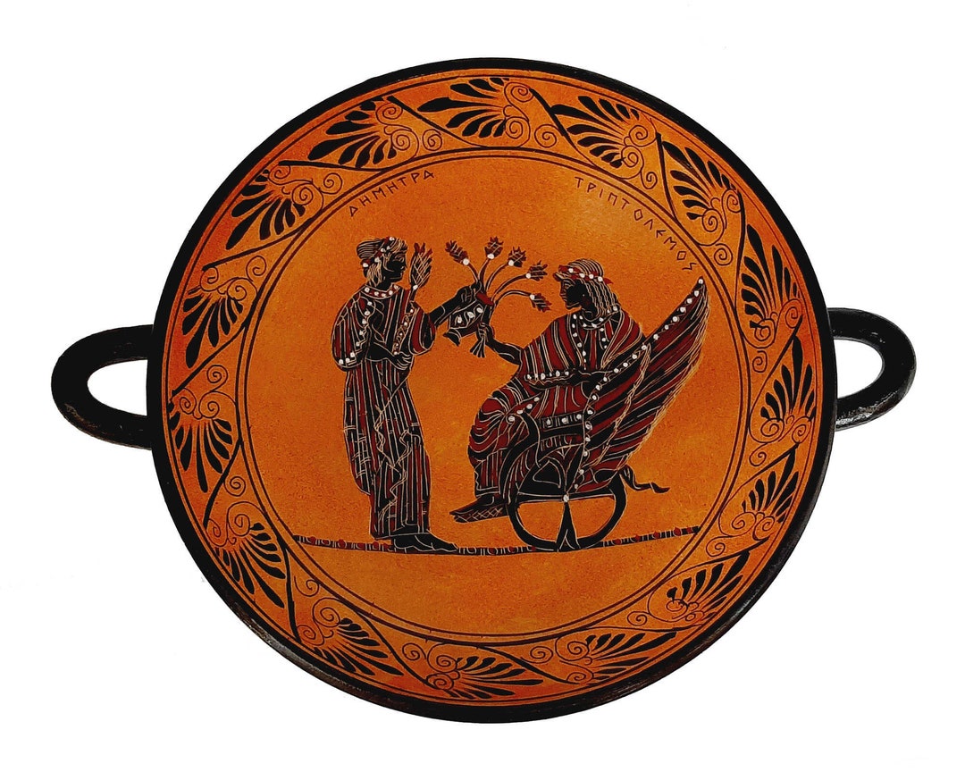 Black Figure Pottery, Kylix 20cm Shows Goddess Demeter With Triptolemus ...