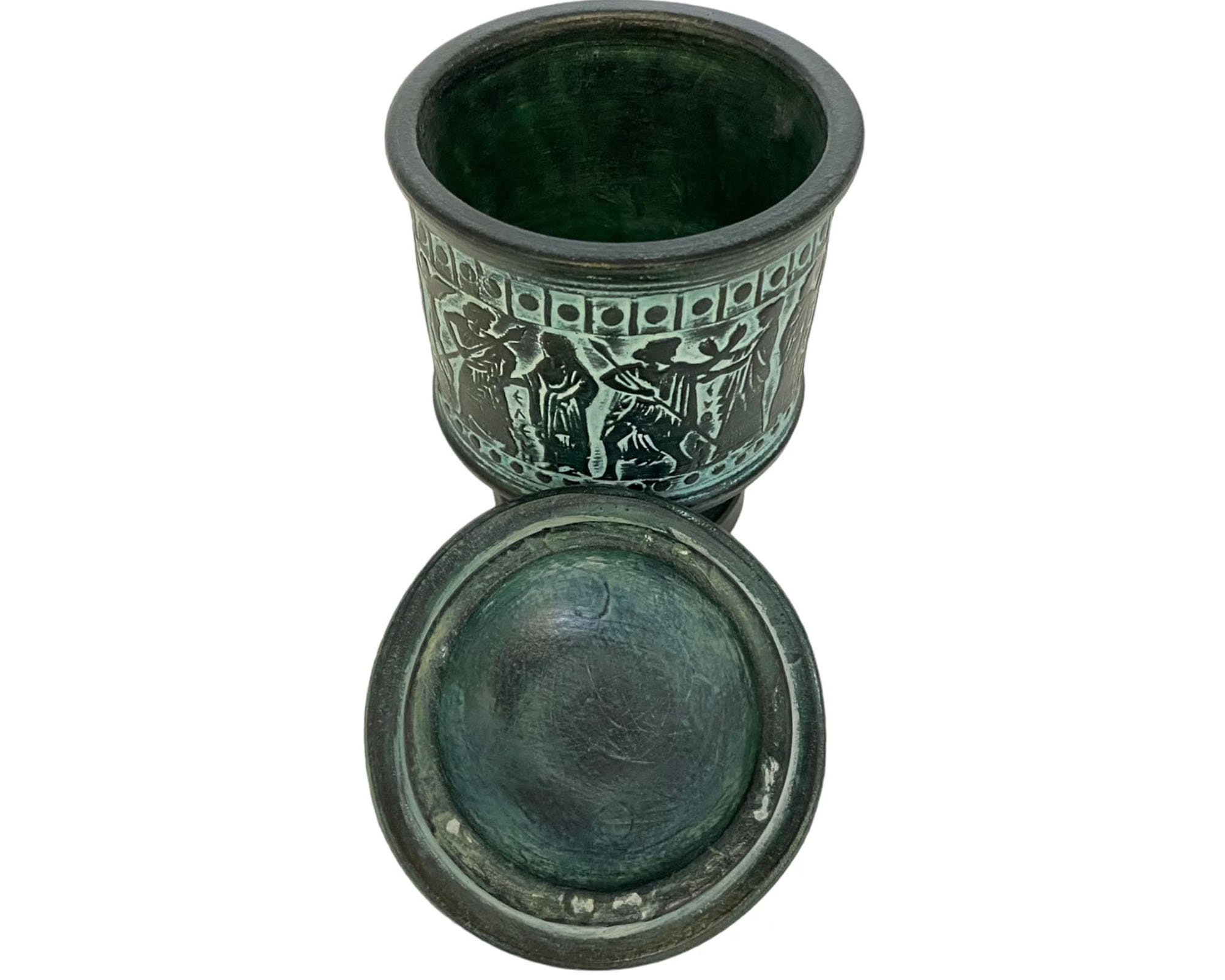 Relief Terracotta Pottery,pyxis Vessel With Lid 13cm,ancient Greek ...