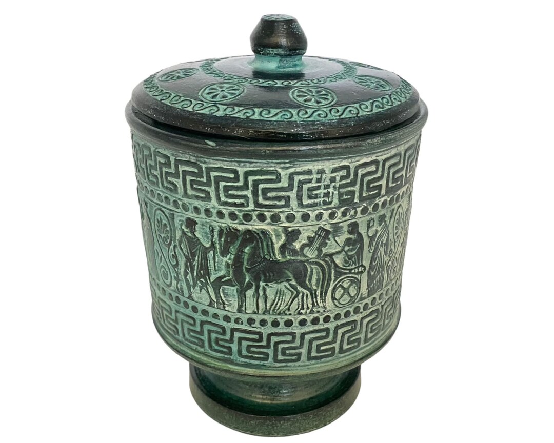 Relief Terracotta Pottery,pyxis Vessel With Lid 17cm,ancient Greek ...
