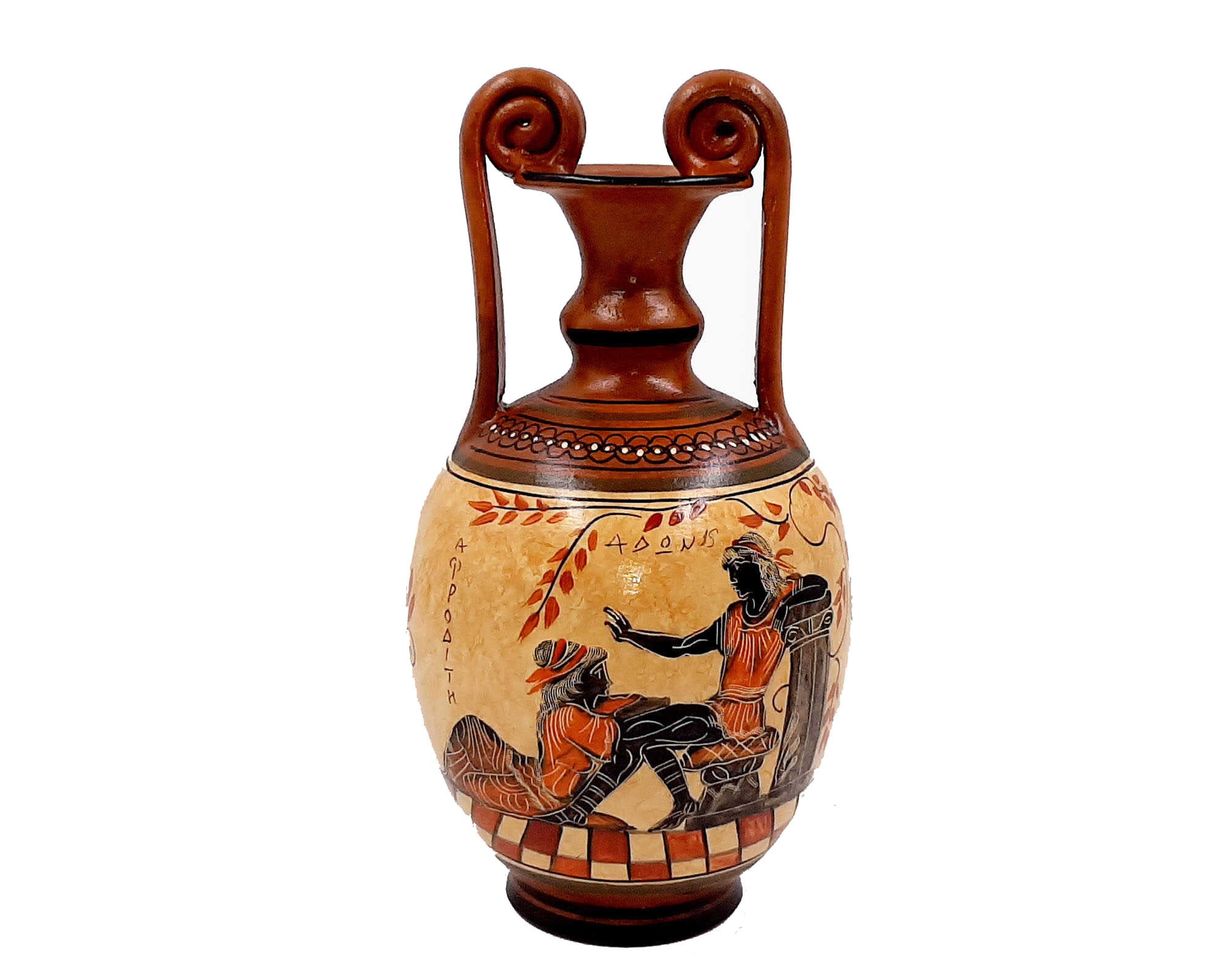 Greek Pottery Vase 24cm, Amphora With Brown Shades, Shows Goddess ...