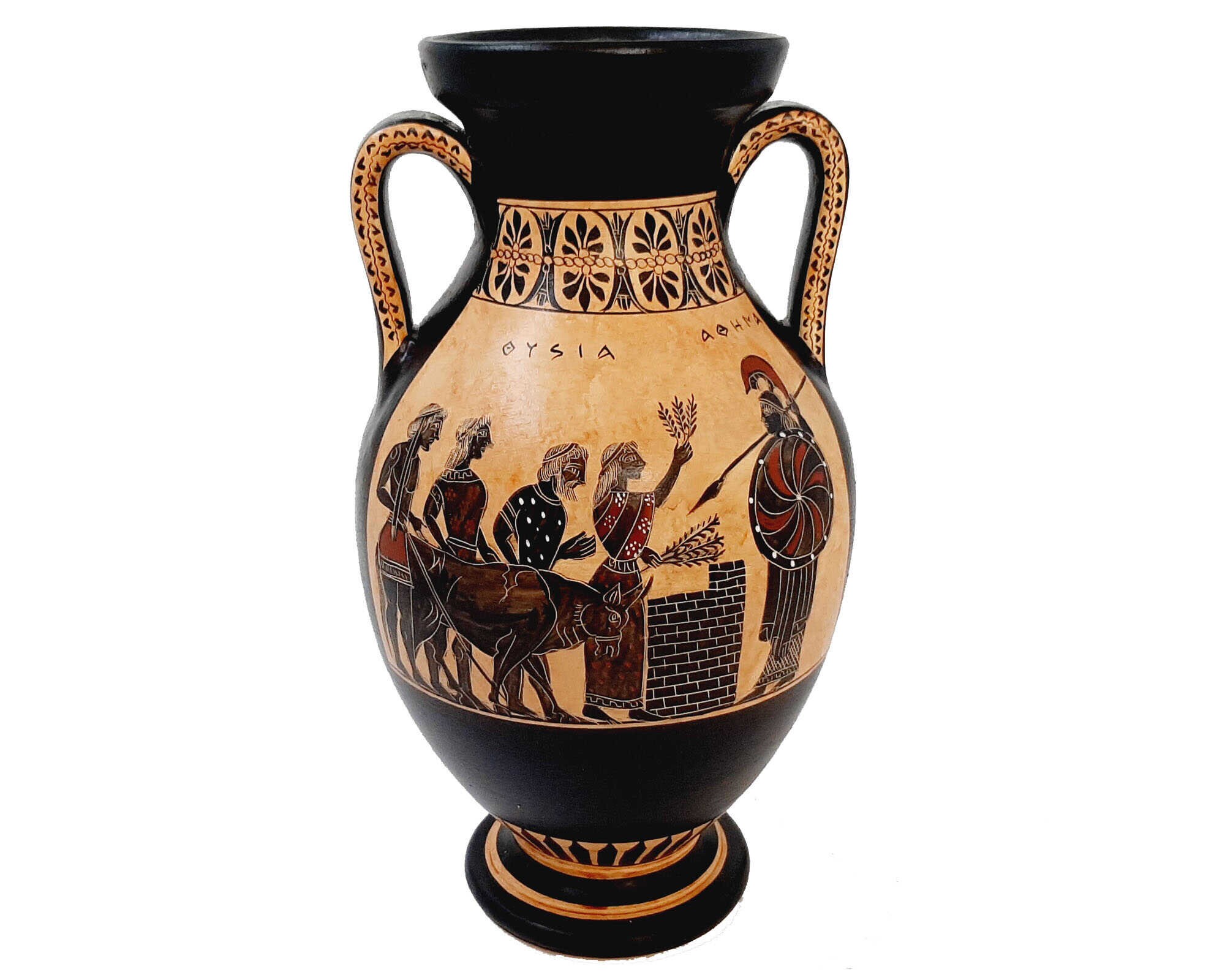 Greek Amphora Vase 22cmtheseus And The Minotaurblack Figure Pottery Agrohortipbacid