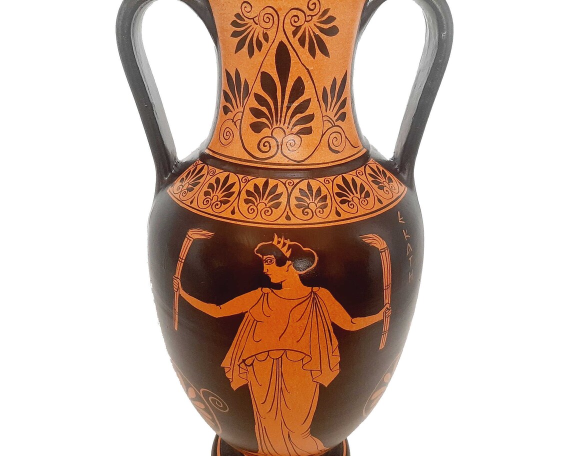 Red Figure Pottery Vase 36cm ,hecate and Goddess Artemis - Etsy