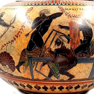 Pyxis 36cm,ancient Greek Art With Multicolor Background ,odysseus Kills ...