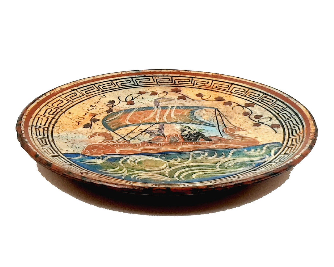 Greek Plate 24cm Ancient Greek Potterygod Dionysus on Ship | Etsy