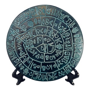 Phaistos Disc ,greek Relief Terracotta Museum Replica,green Patina 15cm ...