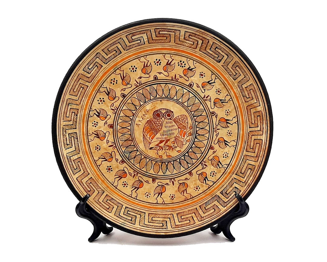 Ancient Greek Plate 24cm, Geometric Greek Pottery - Etsy