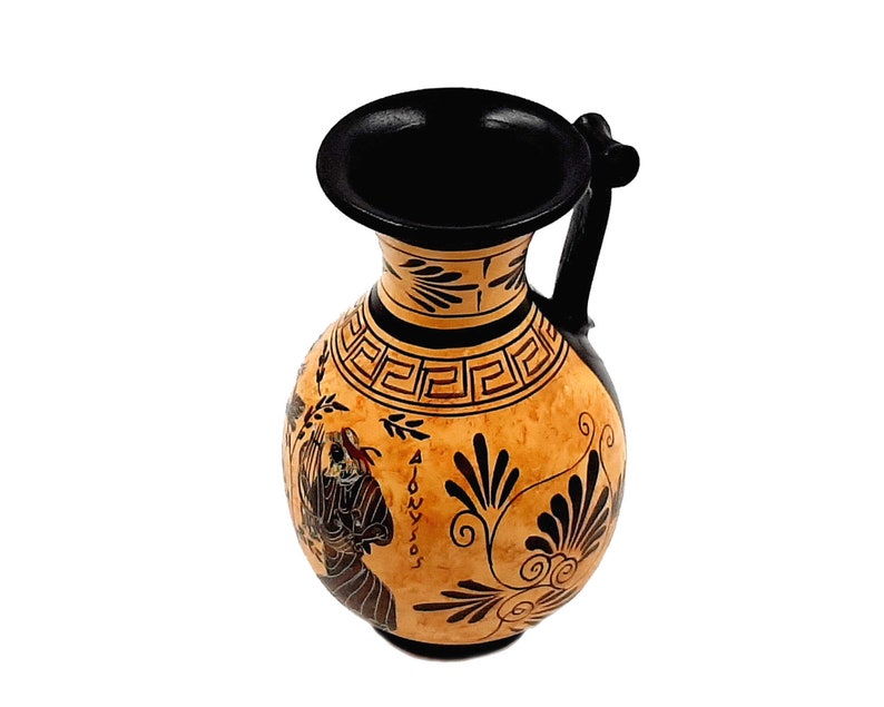 Greek Olpe 17cm Black Figure Pottery shows God Dionysus and - Etsy